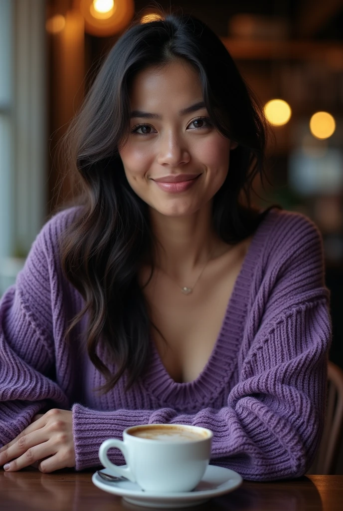Photo of 27 year old woman, mixed race, Caucasian and Asian, wavy hair ...