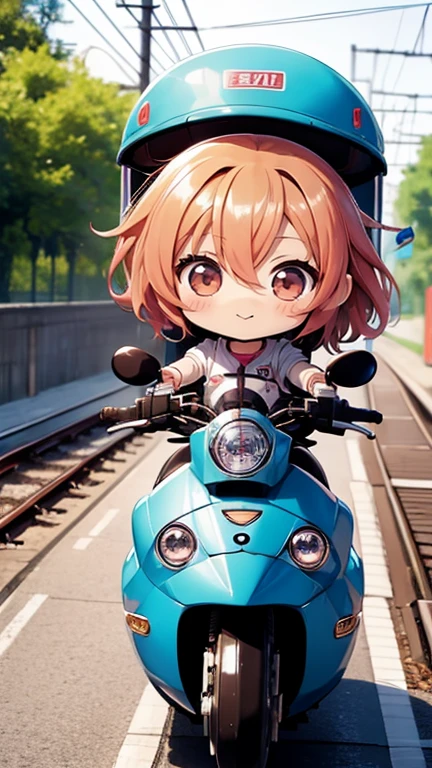 (Chibi:1.5)、Girl riding a train 、1 person、Full speed、warp,Momentum ...