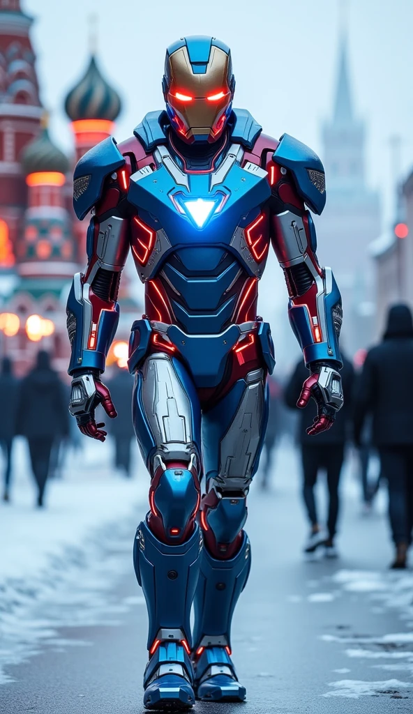 An Ironman suit inspired by Russia, featuring a unique color scheme of ...