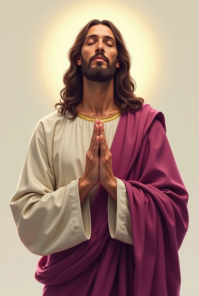 An illustration of Jesus Christ in a prayerful posture. Please ensure ...
