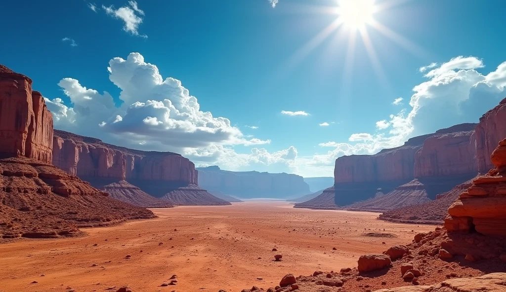 Moab desert sky with sun - SeaArt AI