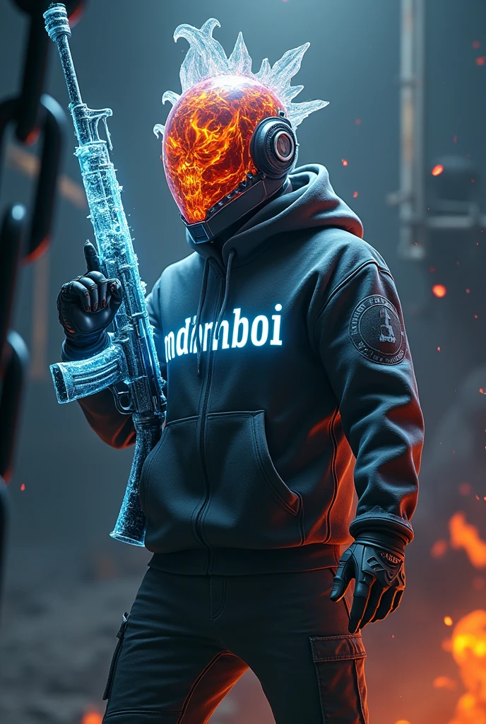 A PUBG avatar with a person holding an M416 rifle with ice elements ...