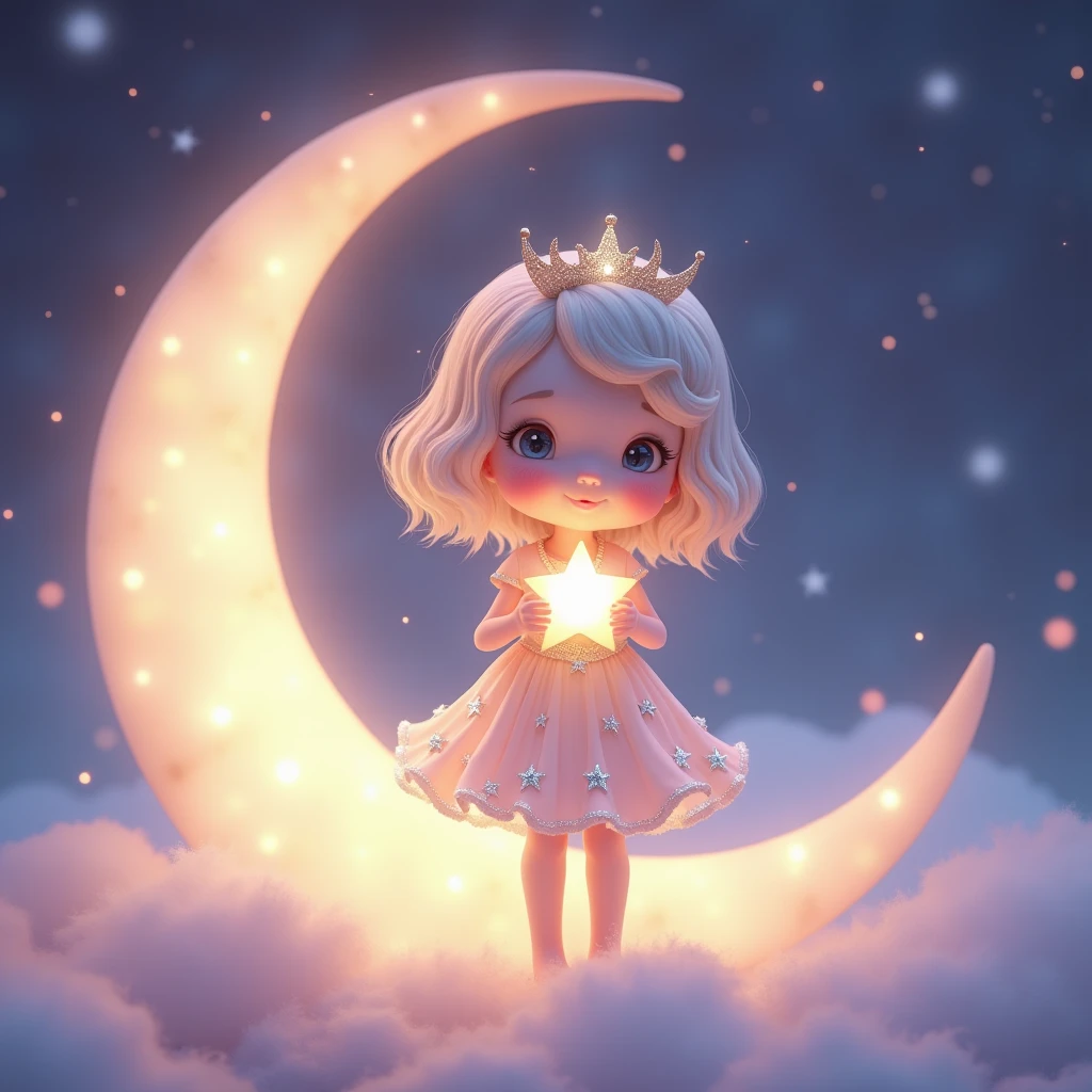 **Cosmic fantasy illustration. Full body, front facing. A cute and ...