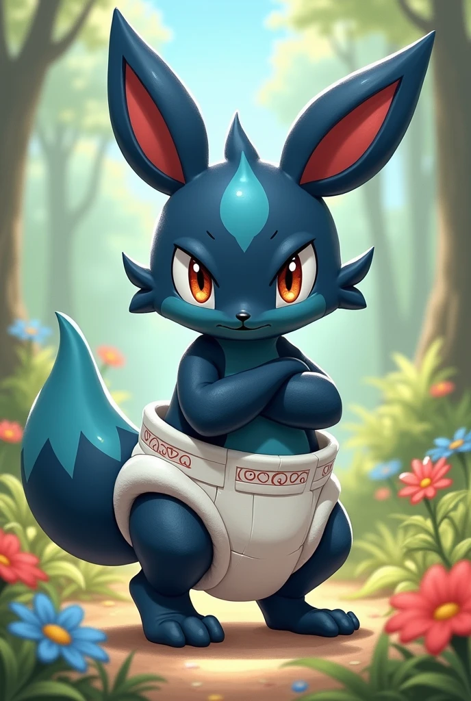 Lucario from Pokémon in a diaper - SeaArt AI