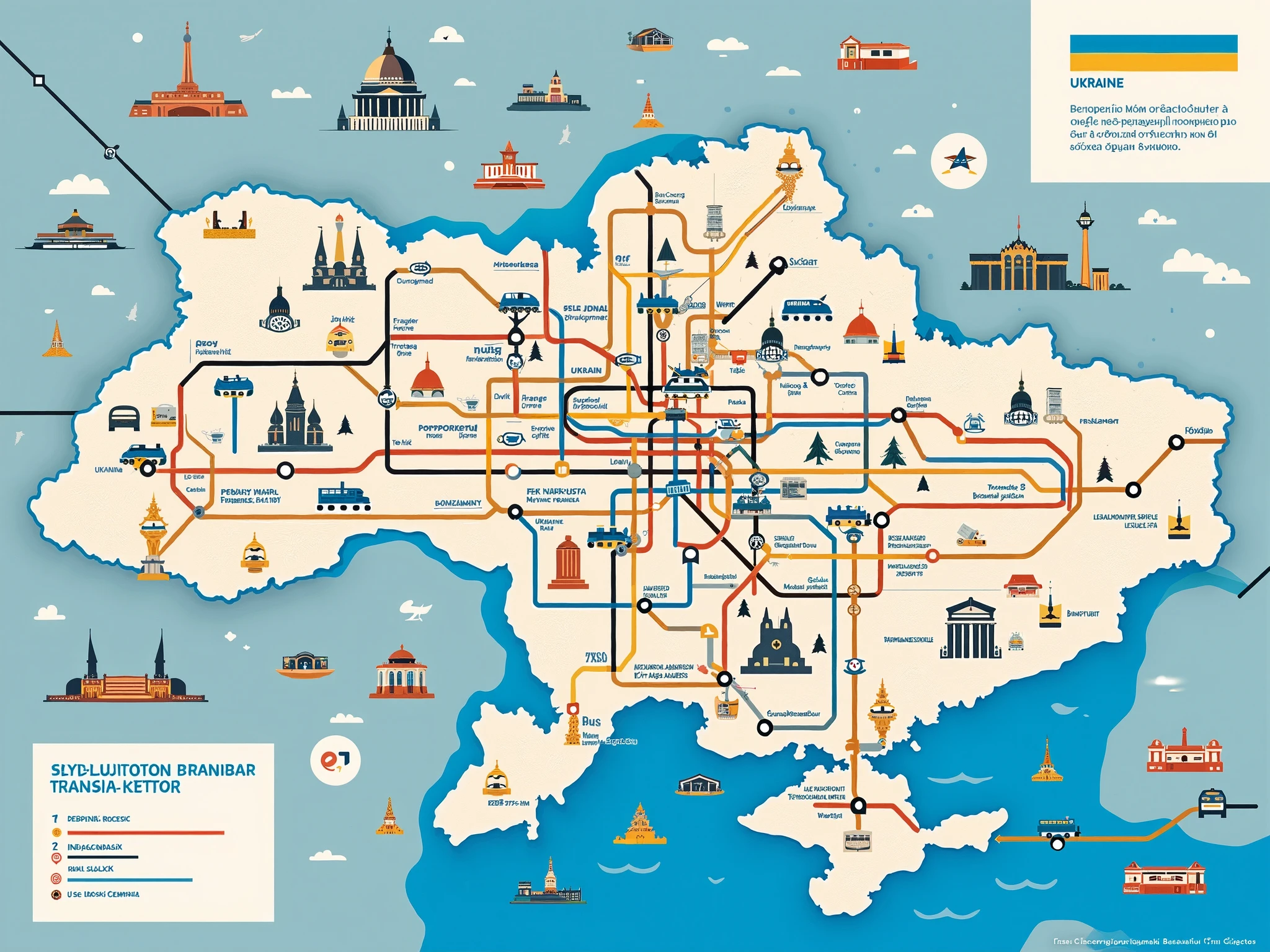 Arafed map of the country of ukraine with all the main attractions ...