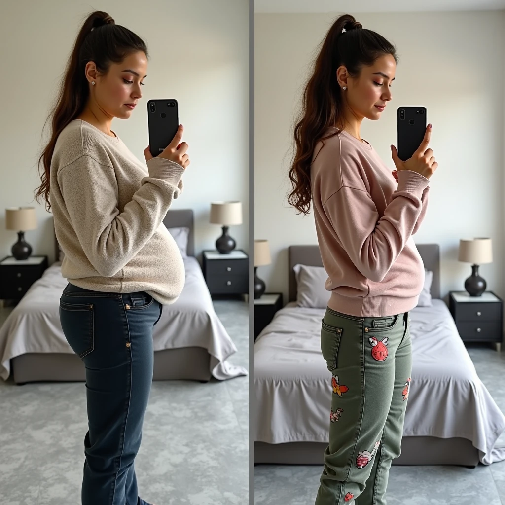 Photo avant-après d'une femme de 20 ans, illustrant une transformation ...