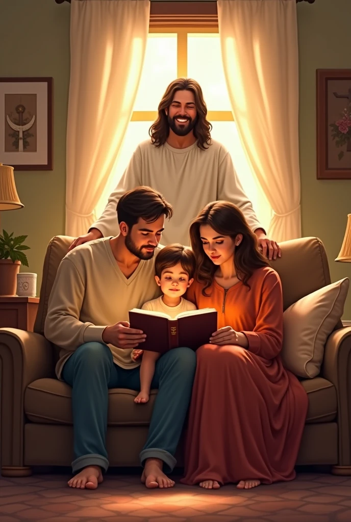 Dad, mother, I have ren sitting in their living room reading the Bible ...