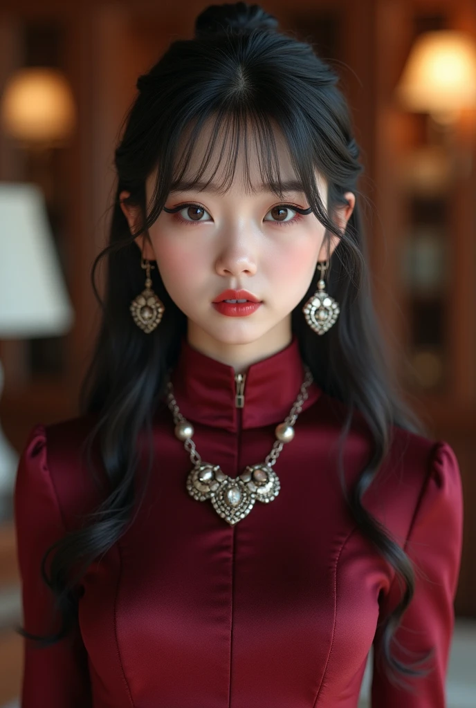 A Korean teenage girl with an aristocratic aura, exuding confidence and ...