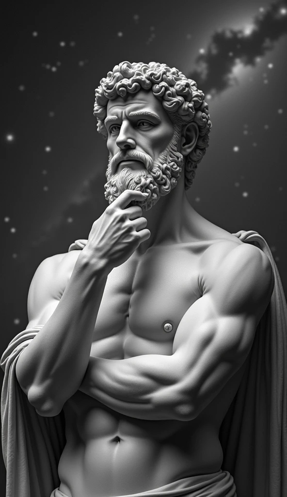 Thoughtful male stoic statue representing strength and wisdom - SeaArt AI