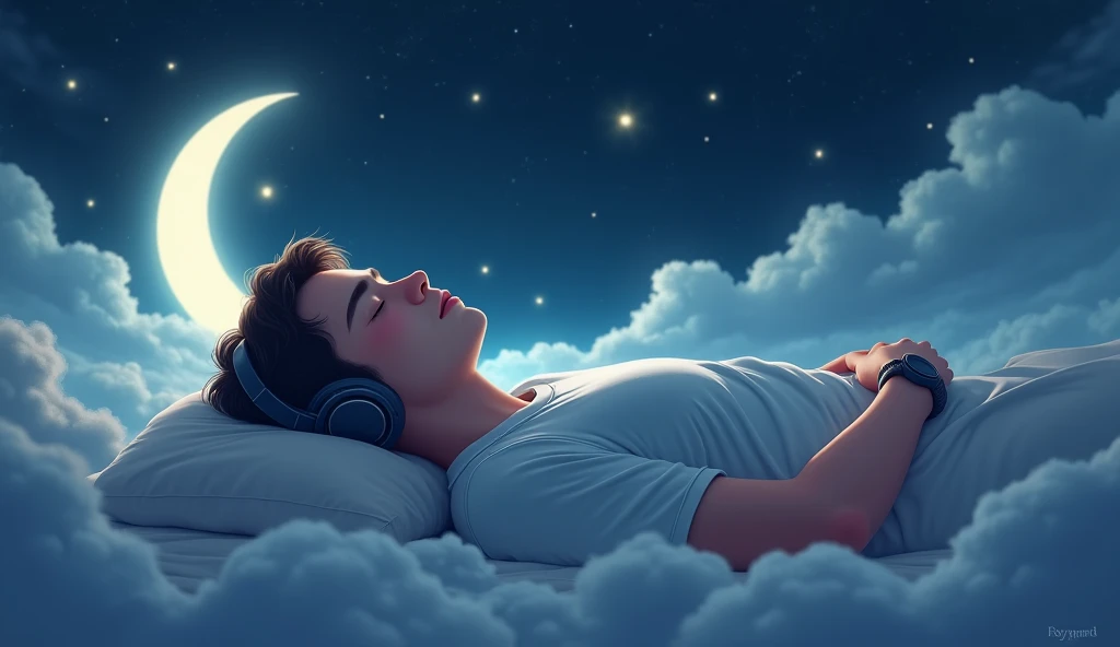 I want YouTube thumbnail in which the young man using headphones ...