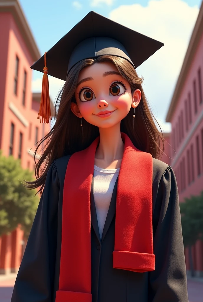 Generate it for me . a Pixar graduate with a cap and a red towel but ...