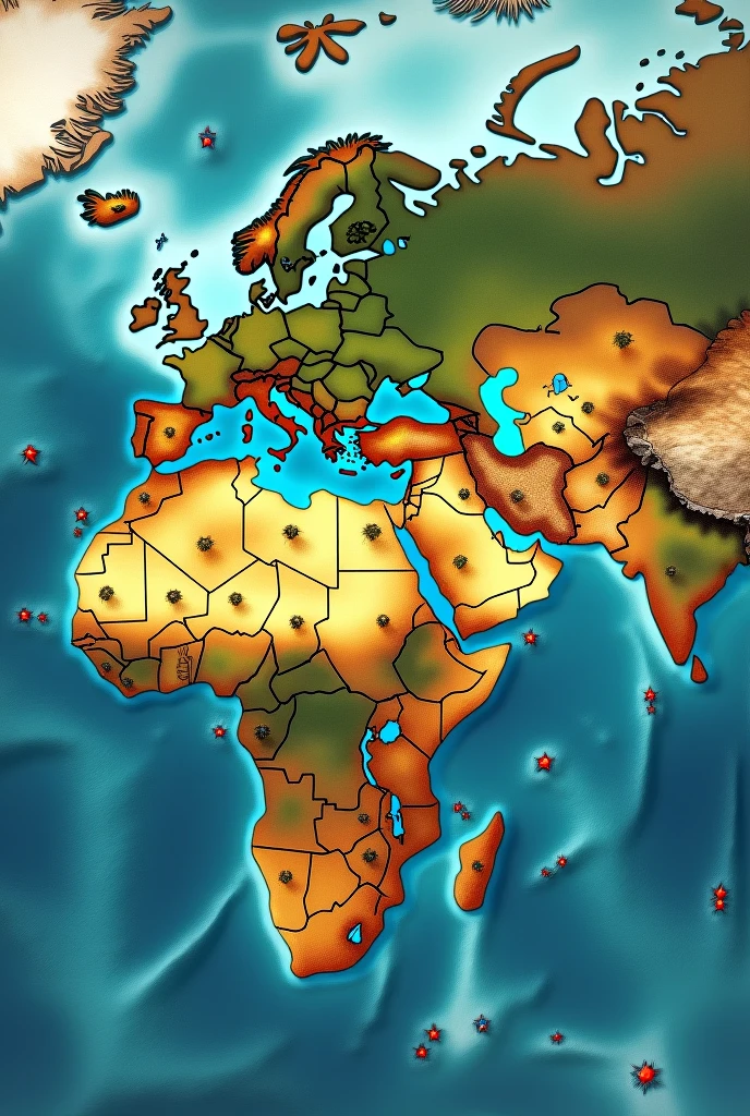 "Create a magic map with four distinct continents of MAGIC WORLD ...