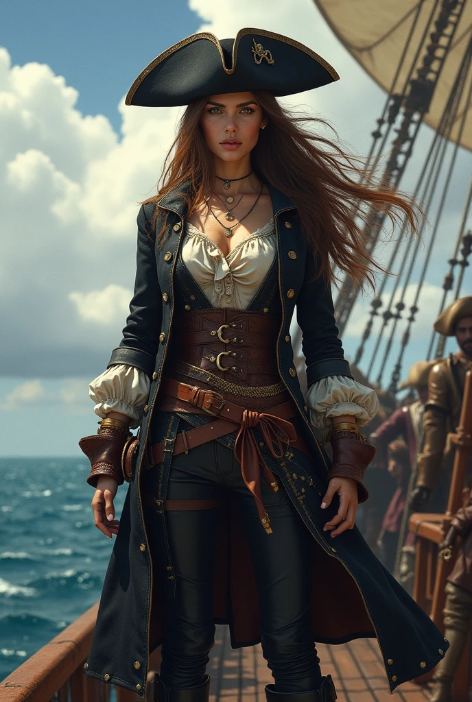 Elisabeth Swan, a brave and adventurous pirate woman with long brown ...
