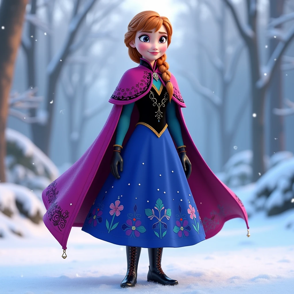 Create an image of Anna from *Frozen*, standing confidently in her ...