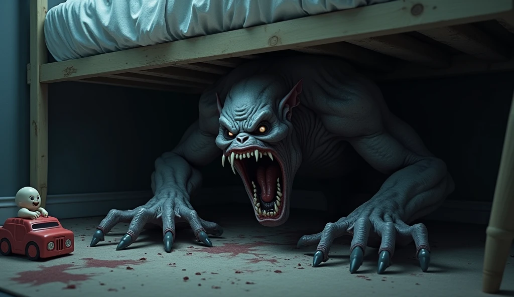 Monster under the bed is lying in wait - SeaArt AI