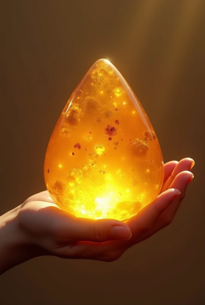 This smooth teardrop shaped amber fragment is warm to the touch and ...