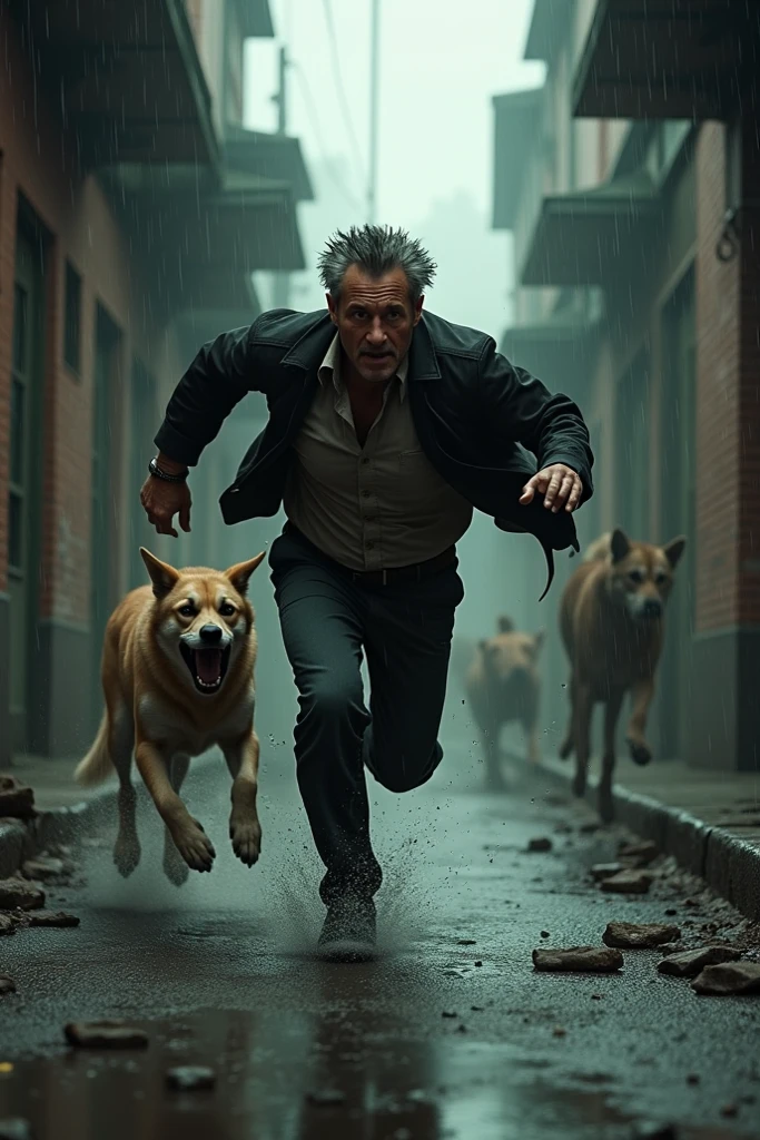 The man running away from the dog - SeaArt AI