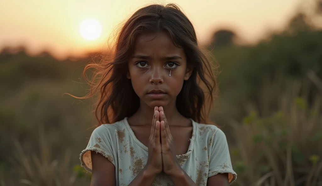 An poor African girl tightening an amulet around her fingers in a close ...