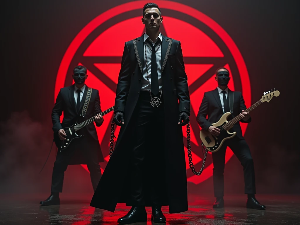 An American gothic man, 23 years old, fair skin, short black hair ...