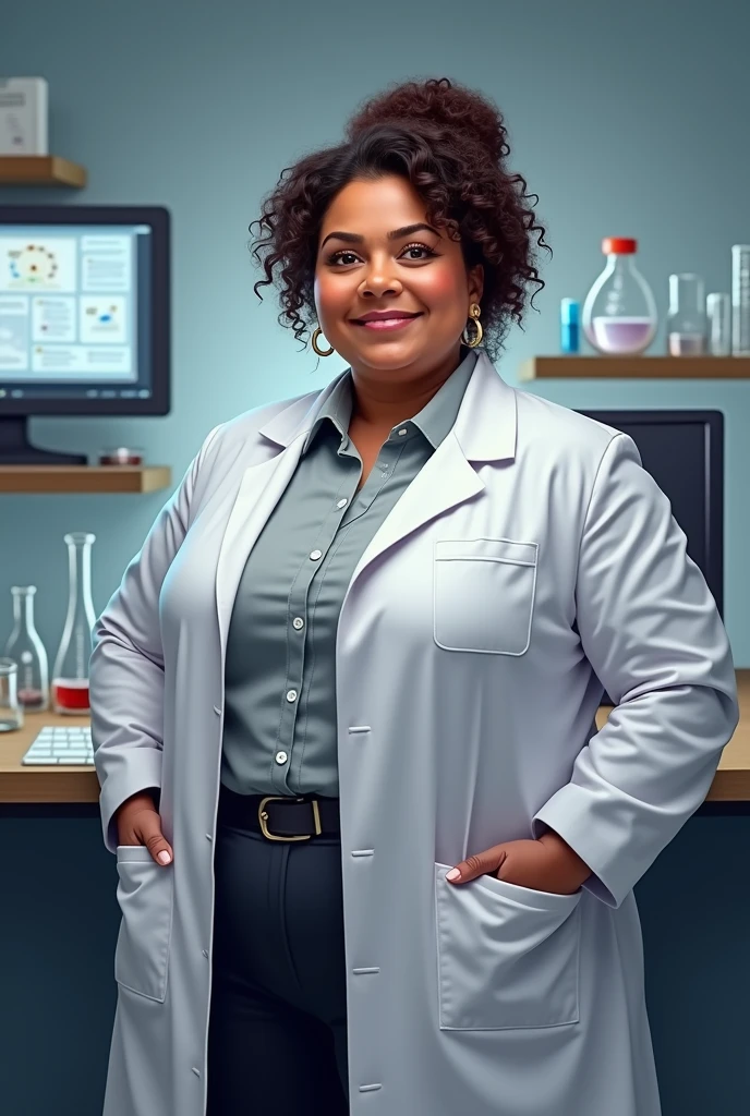 Fat, Chubby, Thick, Female, Hispanic, Scientist, - SeaArt AI