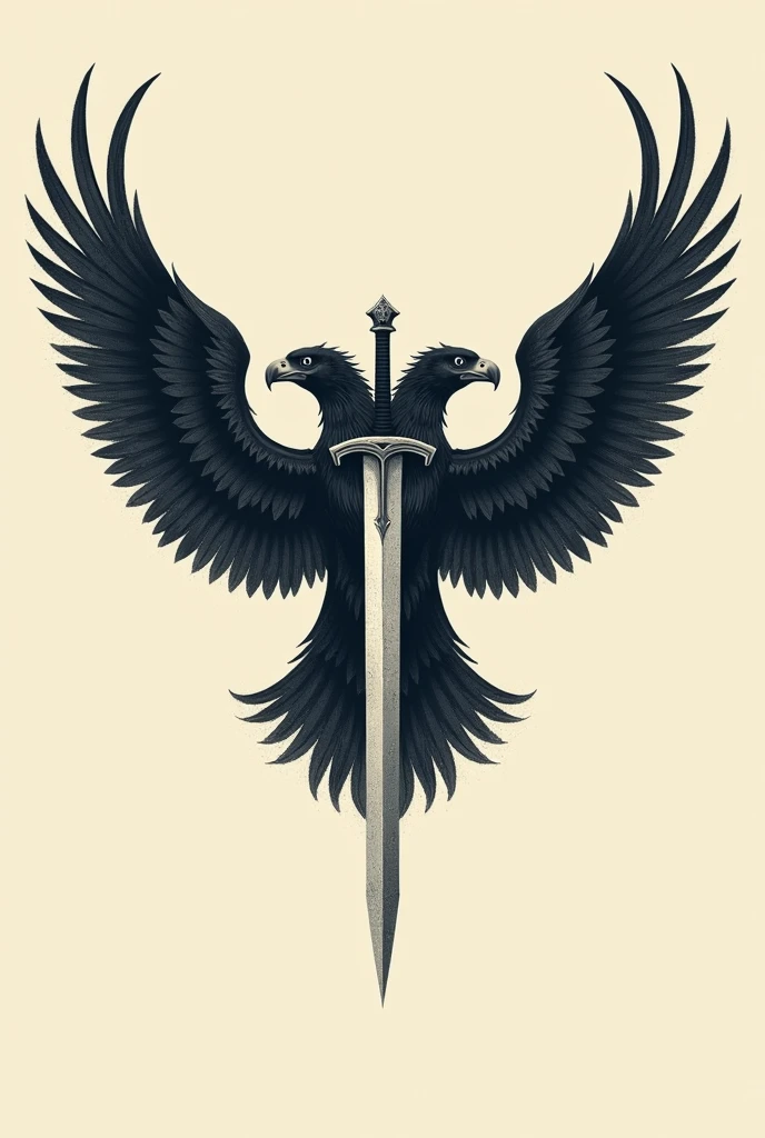 A simple illustration of a double-headed eagle holding a sword by the ...