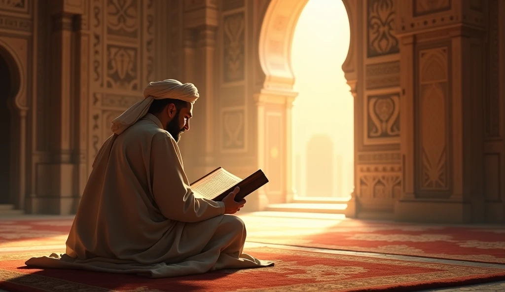 "A centuries-old mosque with intricate Islamic architecture in a serene ...