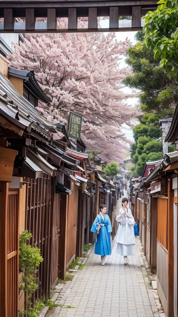 ( off-shoulder 、hanbok:1.1、Hanfu、hanbok:1.1、can、Japanese hairstyle ...