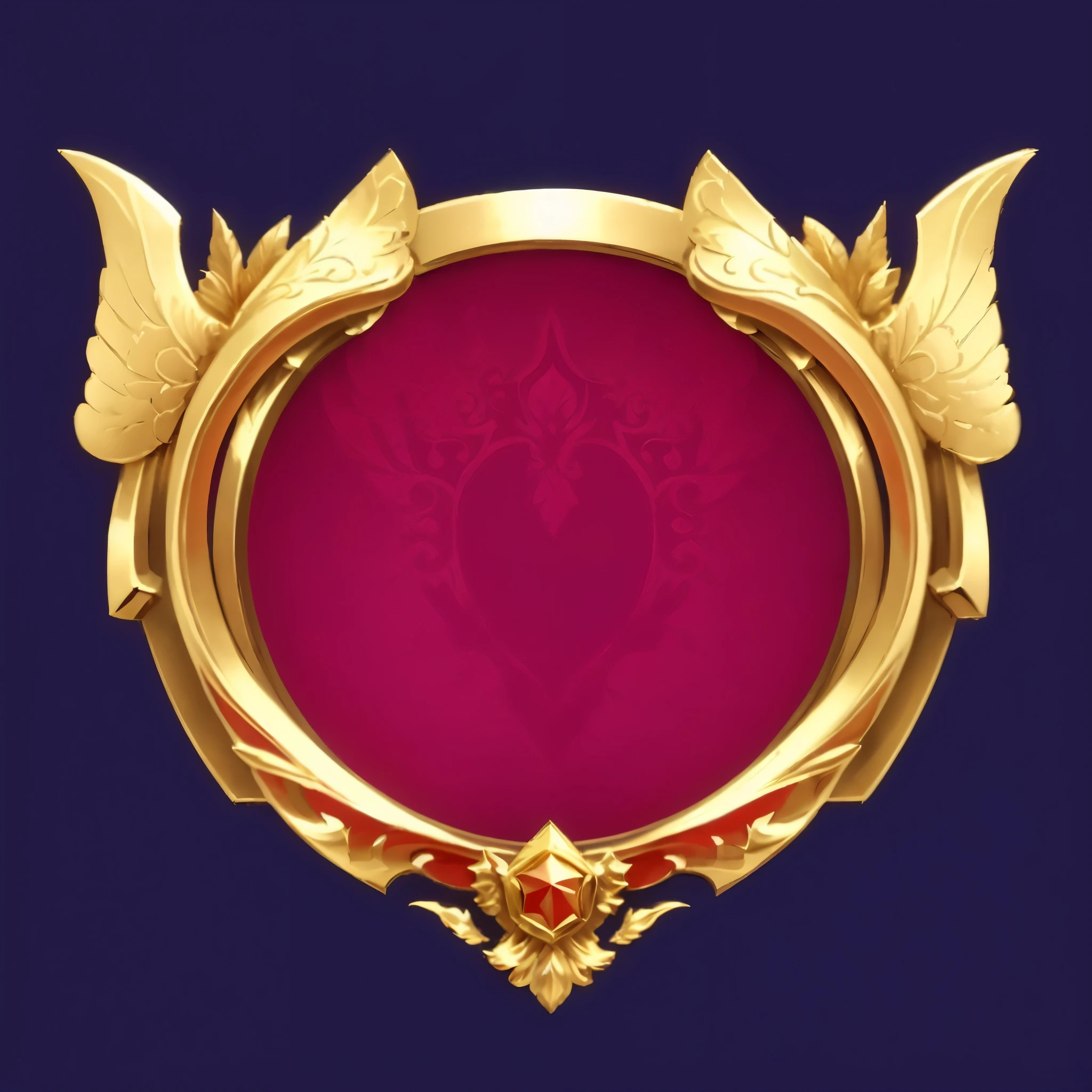 There is a gold frame with a red background and a gold heart - SeaArt AI