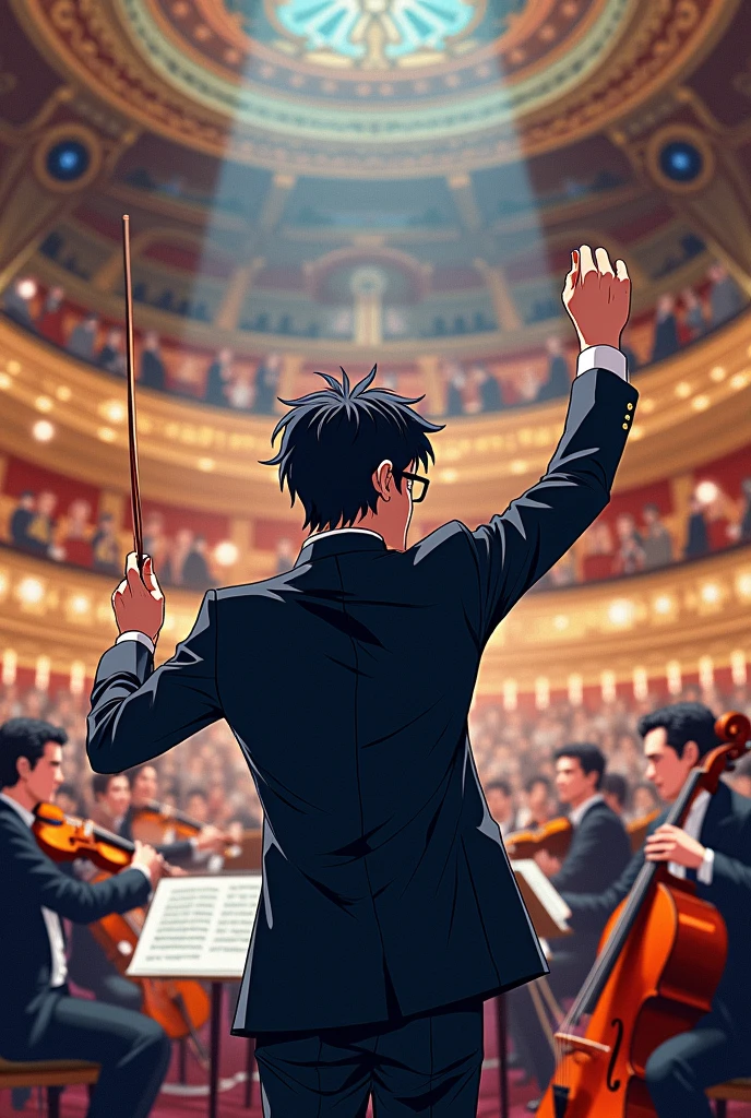 Conductors anime style I'm wearing glasses - SeaArt AI
