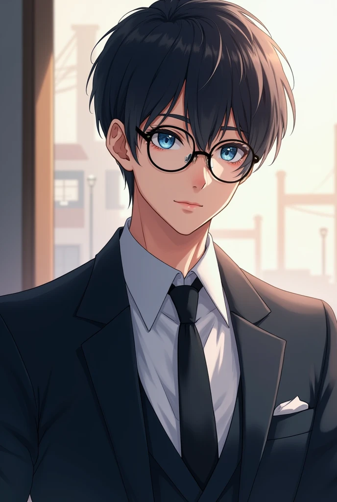 Anime man wearing a suit and with mask, Tall anime guy with blue eyes ...