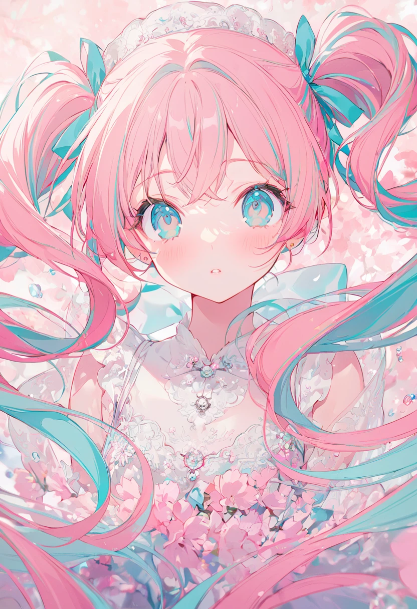 Soft line, best quality, beautiful, Hatsune miku face only Sakura miku ...