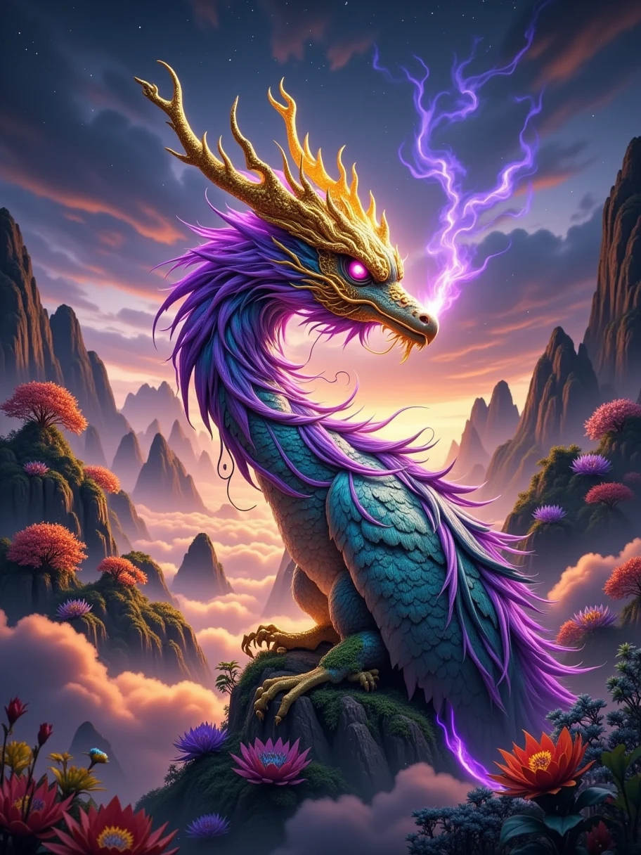 In the 8k high-definition picture ， A phoenix head with a gorgeous gold ...