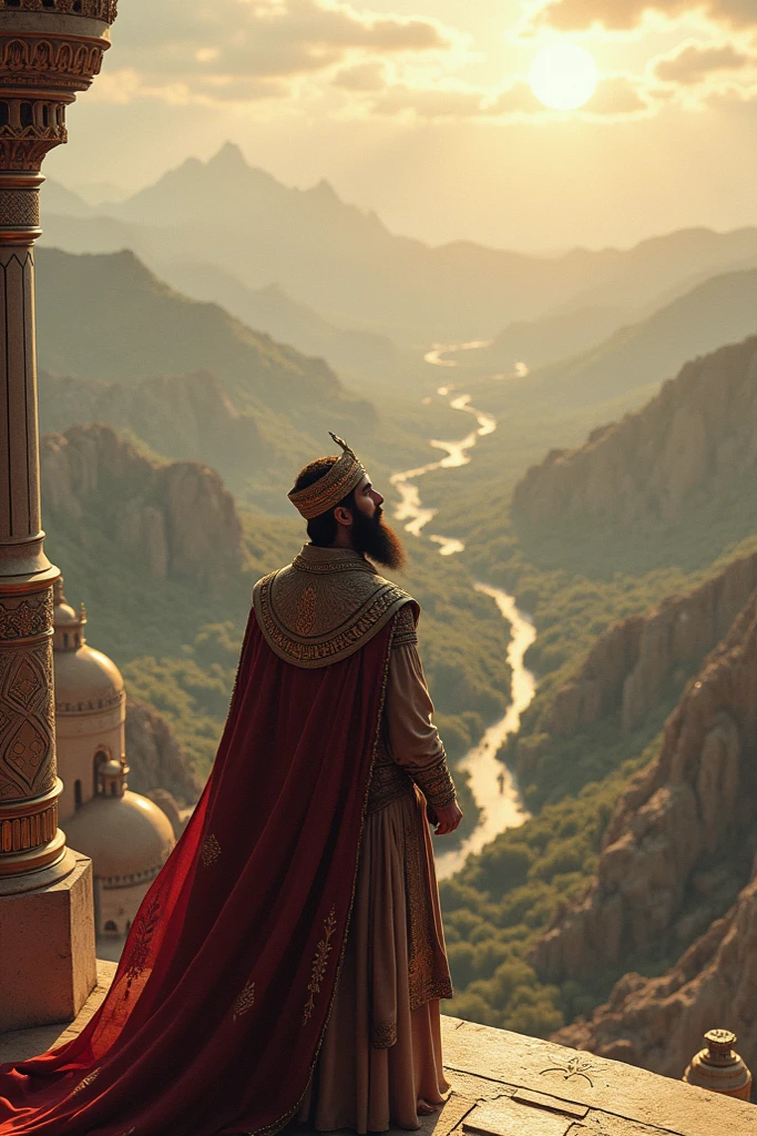 A Muslim king from back side who is looking at sky - SeaArt AI