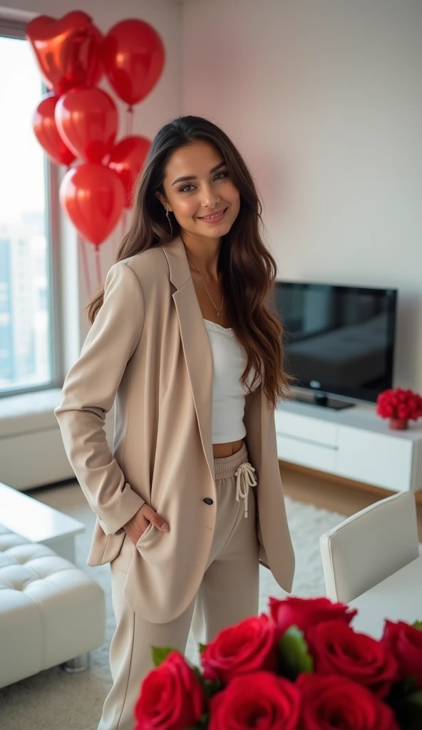 Dominican woman with Latina roots , brown hair , blue eyes - SeaArt AI