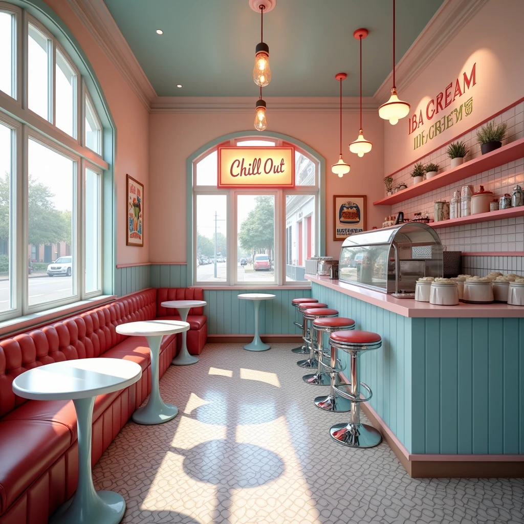Interior design of a ice cream shop - SeaArt AI