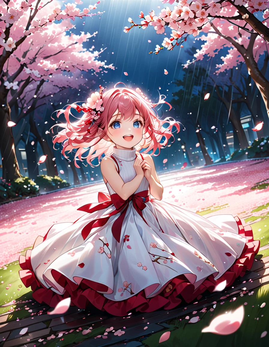 ((Rain of large cherry blossom petals :1.5、Large cherry blossom petals ...
