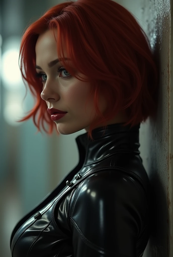Bansky style Black Widow Natasha Romanov, shiny clothes, looking ...