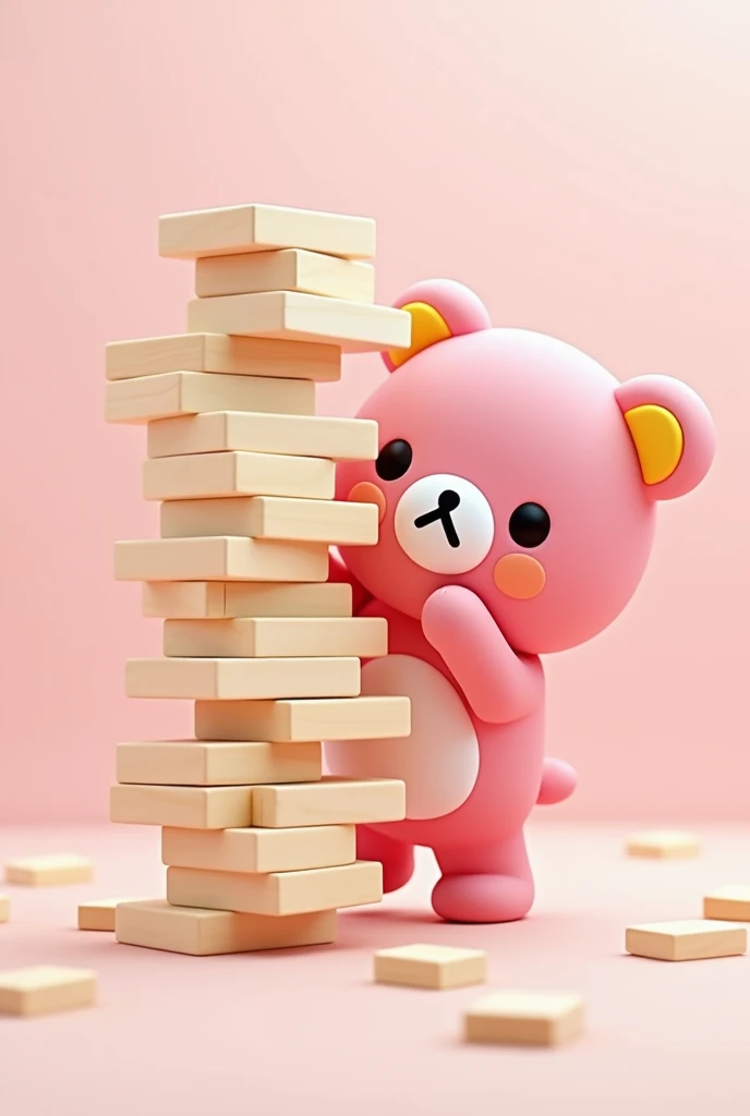 Jenga Pink Rilakkuma playing more lively and cute jenga playing jenga ...