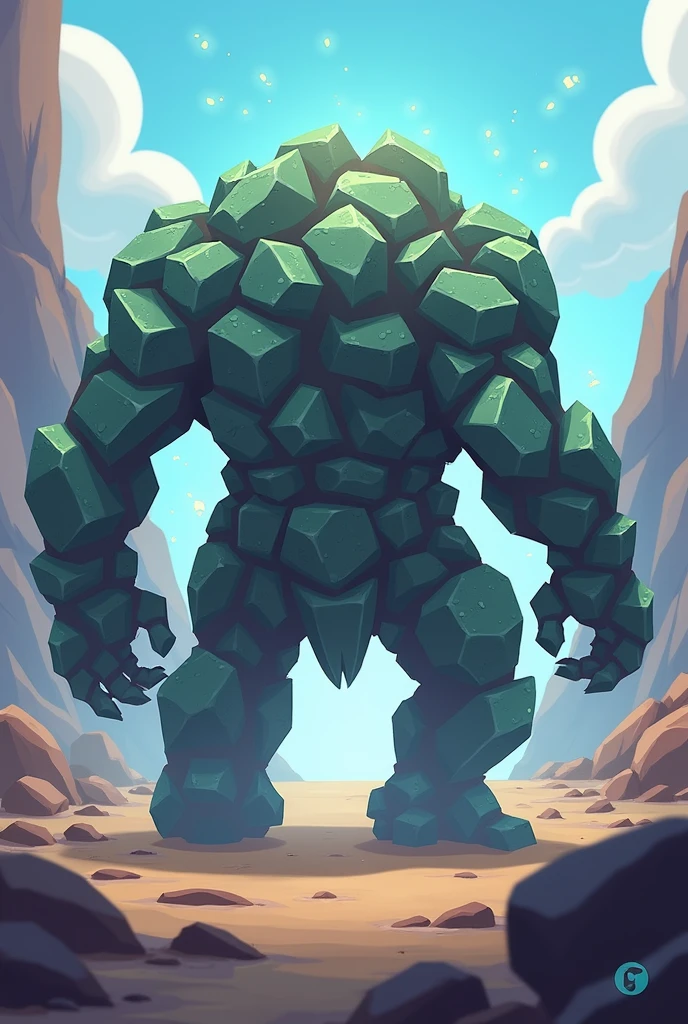 Sketch of a mythological creature made of rocks linked together with ...