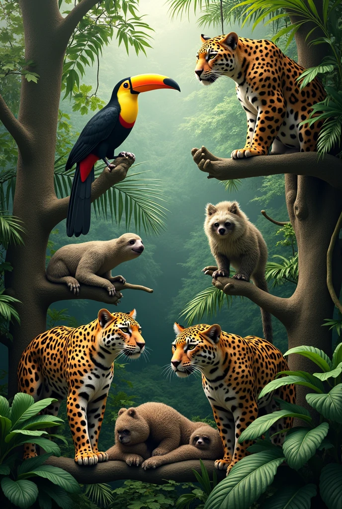 Images of animals such as jaguars, toucans and sloths . - SeaArt AI