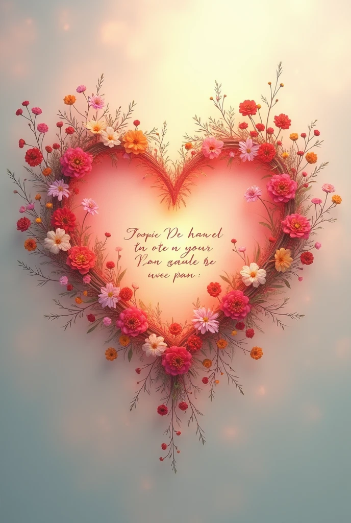 A heart with flowers and a love poem - SeaArt AI