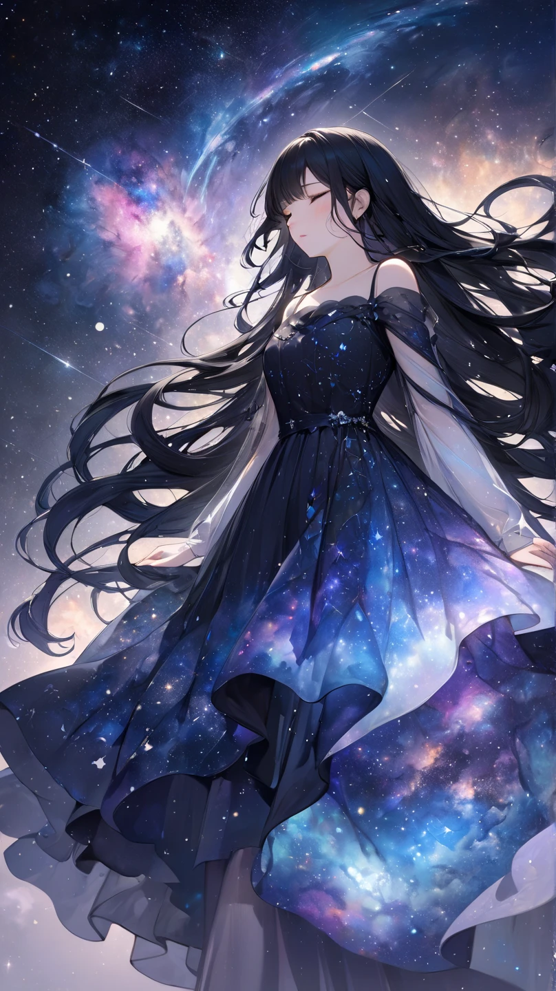 (Masterpiece, BestQuality:1.2),The girl is Nyx, the goddess of the ...