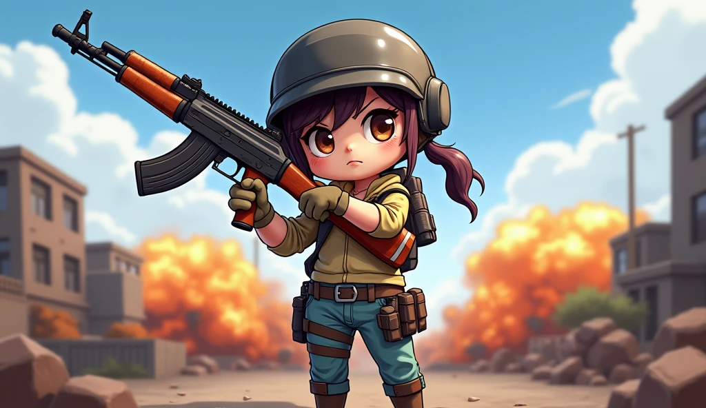 Player Unknow's battlegrounds,games,female,chibi female,gun aug - SeaArt AI