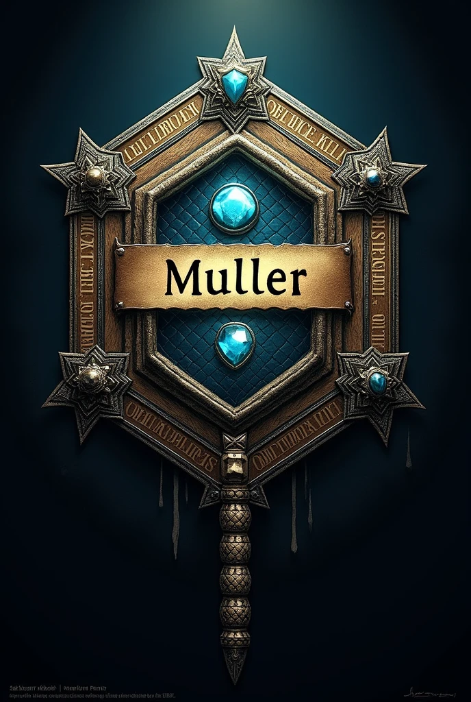 Family crest , MULLER name tag on logo , Ollivander's Wand on logo ...