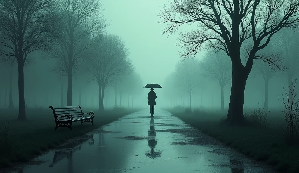 **Prompt**: "A melancholic atmosphere with a moody, overcast sky and ...