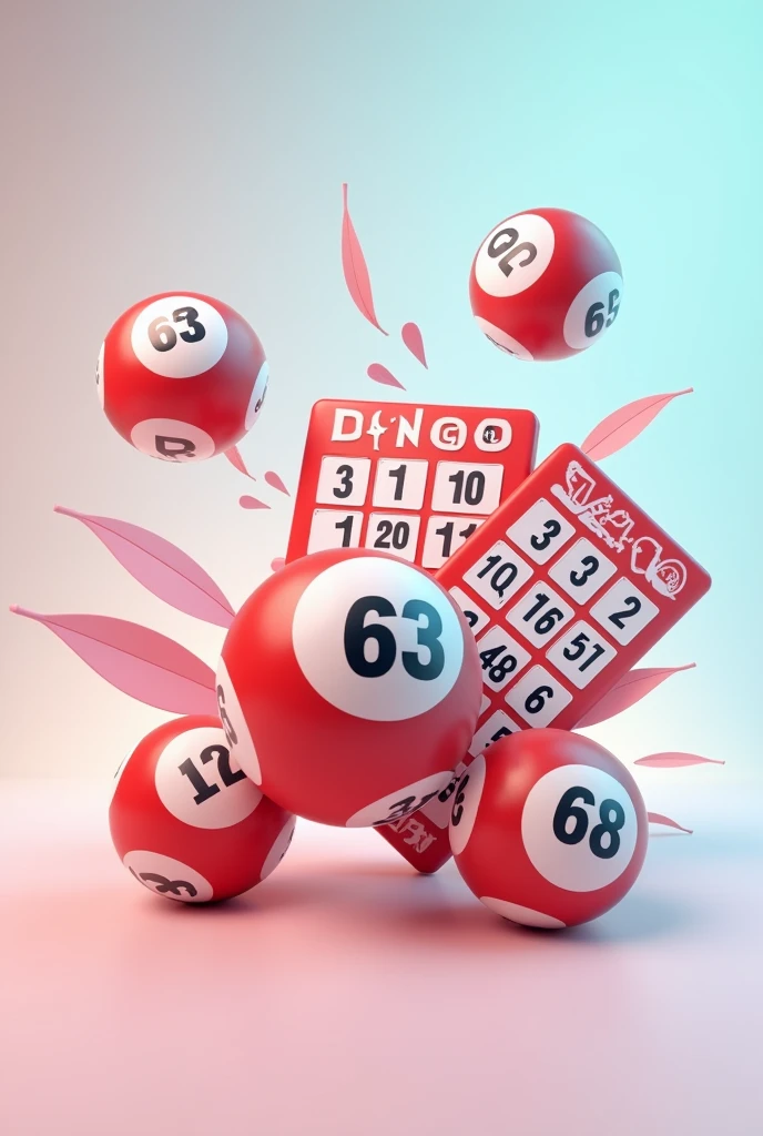 A 3D illustration artwork logo of a Bingo games. The Bingo Cards there ...