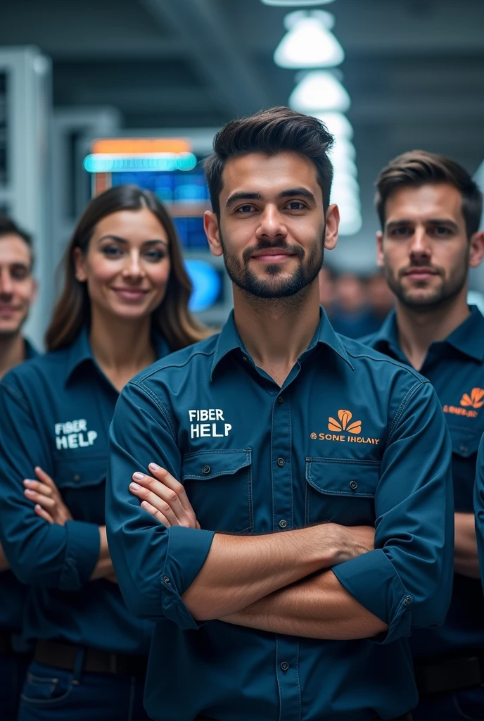 Generate an image of internet workers wearing the shirt with the name ...