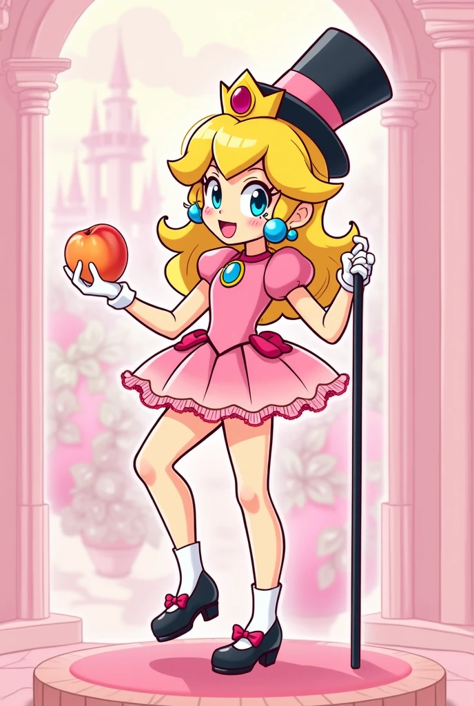 A cartoon picture of a woman in a pink outfit and top hat, princess ...