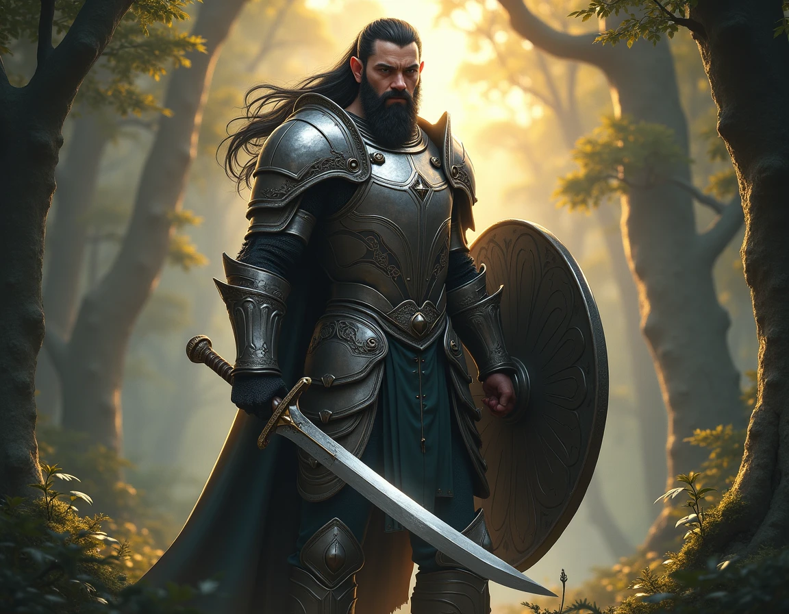 A tall super muscular young elf bodybuilder with hair, eyes and short ...