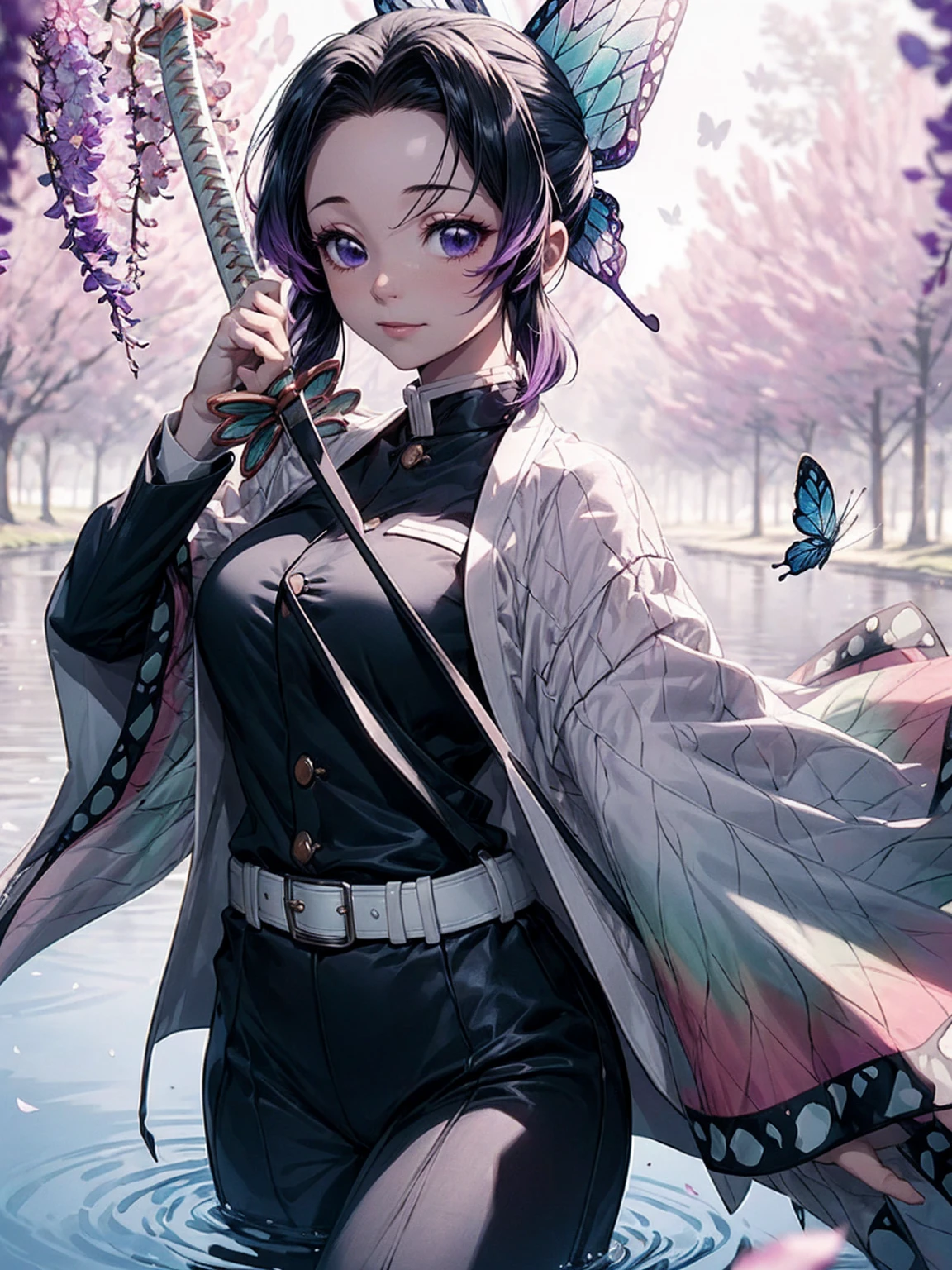Extremely detailed and high-resolution masterpiece of Kocho Shinobu ...